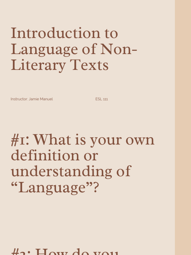 Introduction To Language of Non-Literary Texts | PDF