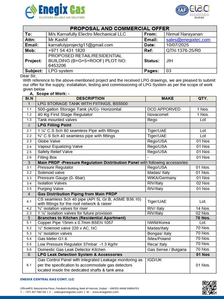 LPG System Proposal for Residential Building | PDF | Liquefied ...