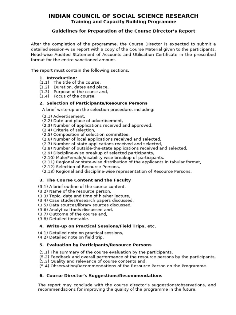 Format For Course Director Report TCB 2025 0 | PDF