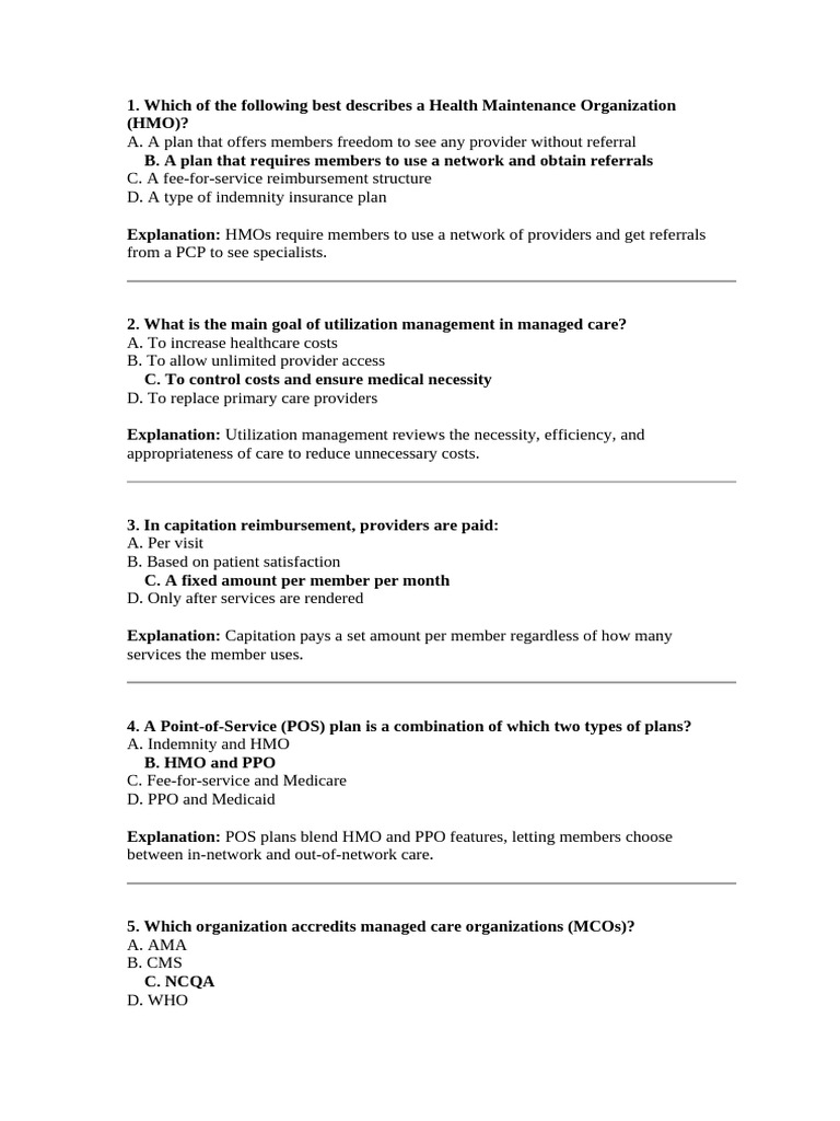 Sample Questions AHM 250 - Topic2 | PDF