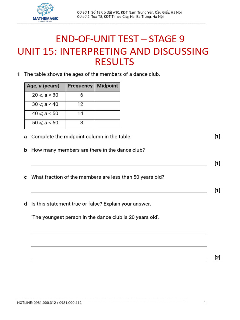 End-of-Unit Test: Data Interpretation | PDF