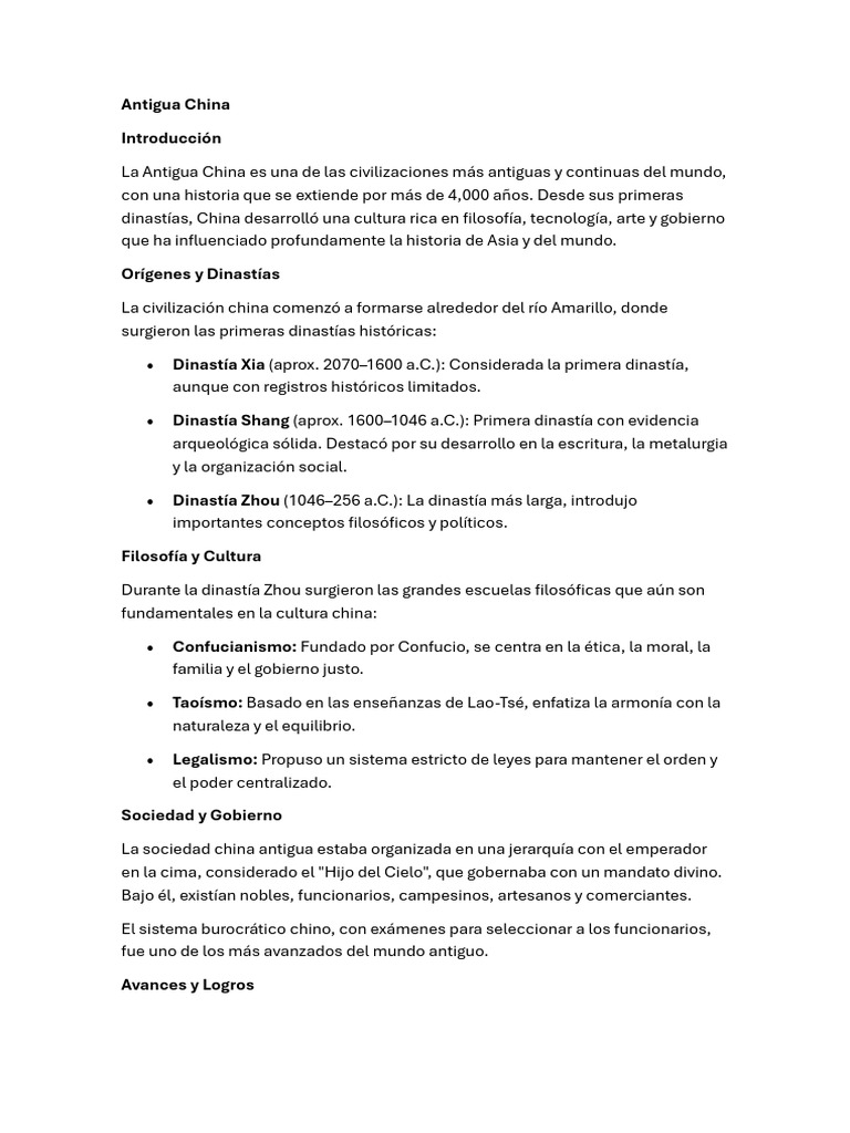 Historia y Legado de la Antigua China | PDF | Historia de china | China