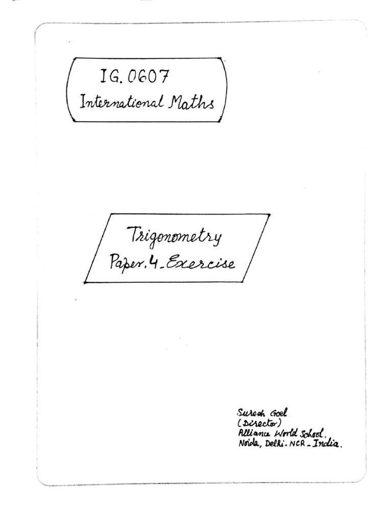 Trigonometry - Paper 4 | PDF