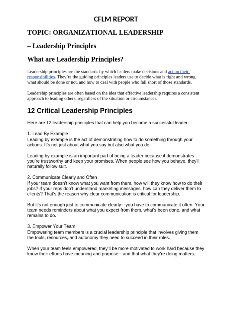 12 Essential Leadership Principles | PDF | Power (Social And Political ...