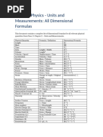 The List of Dimensional Formula. A Useful Handout. | PDF | Torque | Force