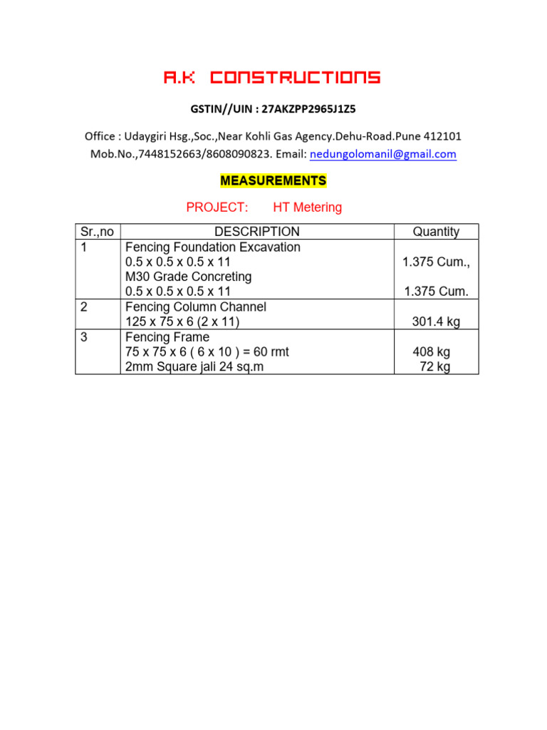 HT Metering Project Specifications | PDF