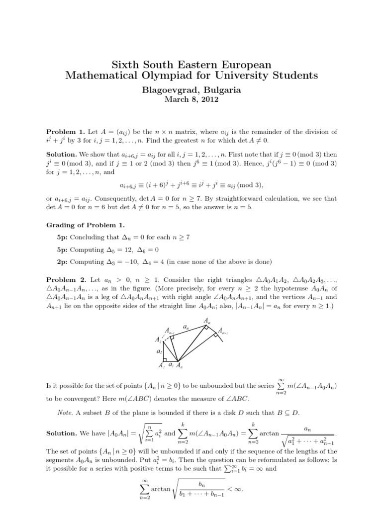 South Eastern European Math Olympiad 2012 | PDF | Infinity | Abstract ...