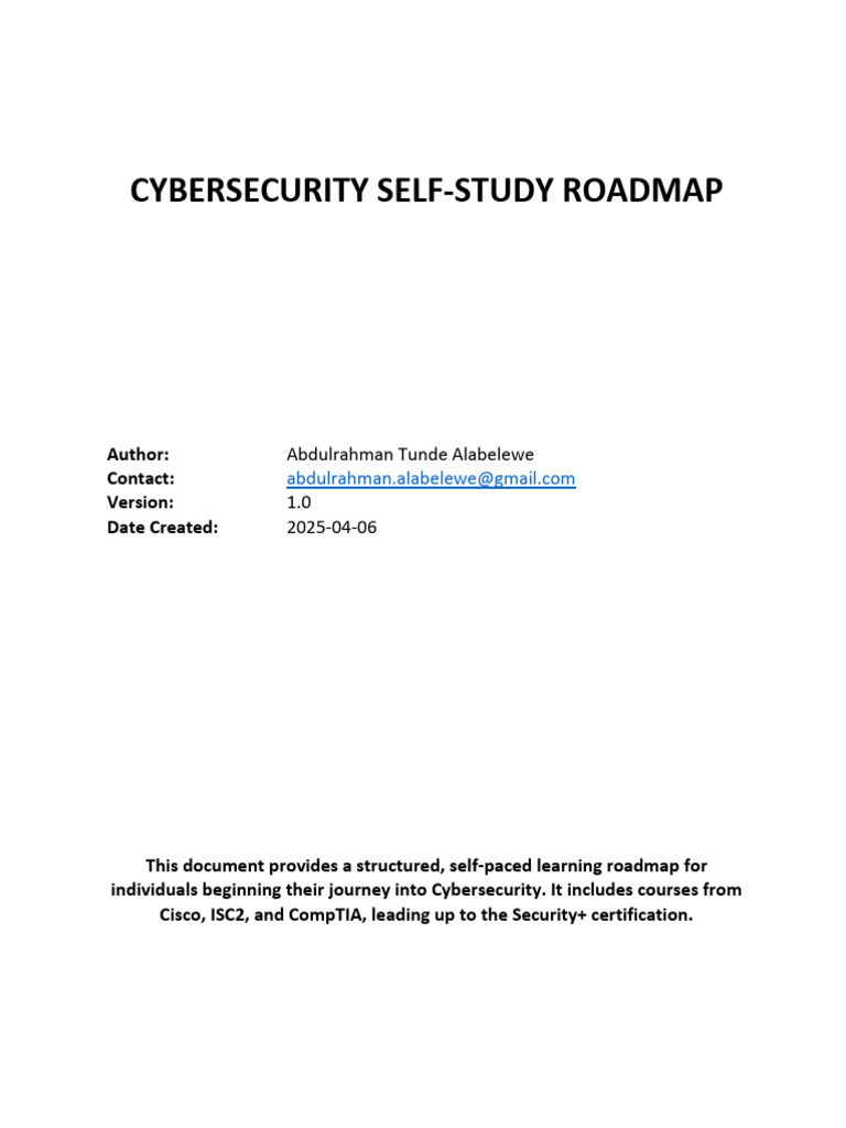 Cyber Security Beginner RoadmapV1 | PDF | Security | Computer Security