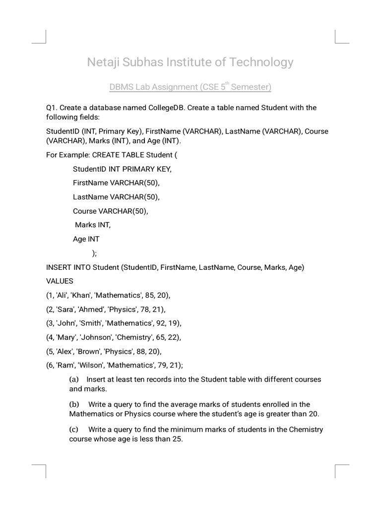 Database Management System (Assign) | PDF | Information Science | Computer Data