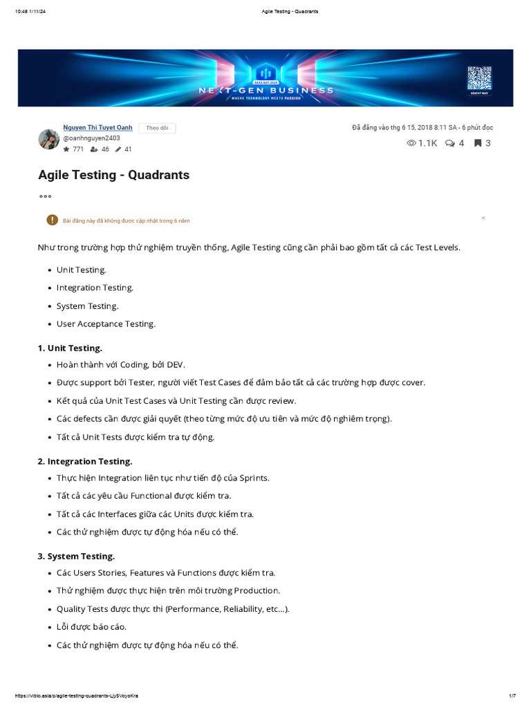 Agile Testing - Quadrants | PDF