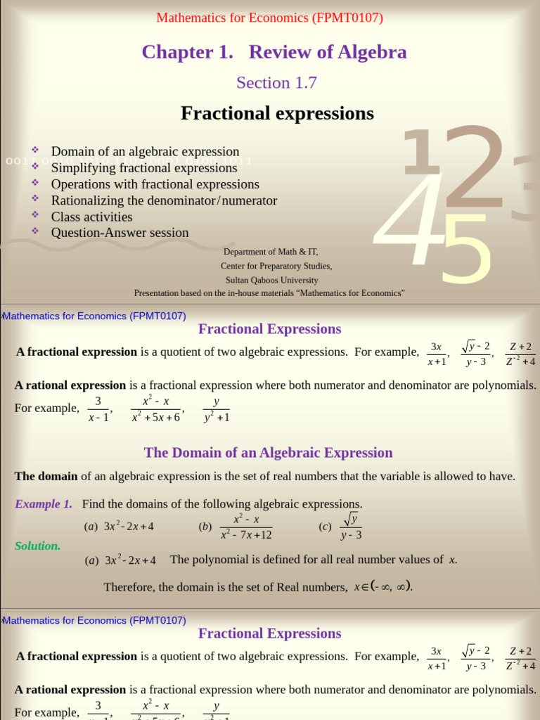 Understanding Fractional Expressions in Algebra | PDF | Polynomial ...