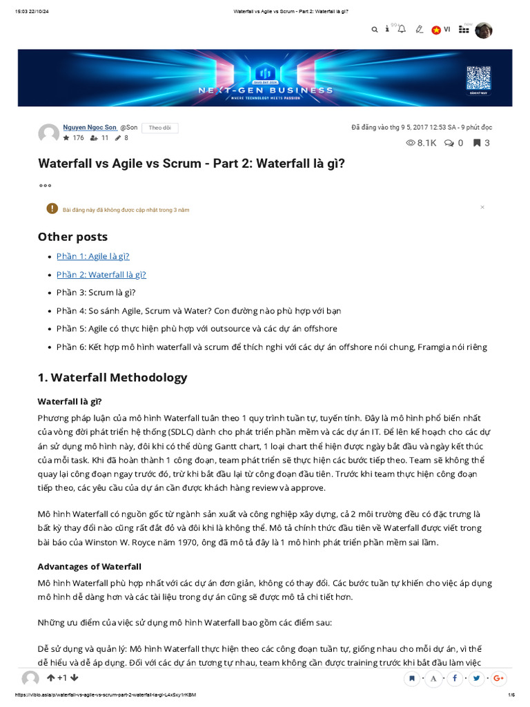 Waterfall Vs Agile Vs Scrum - Part 2 - Waterfall Là Gì | PDF