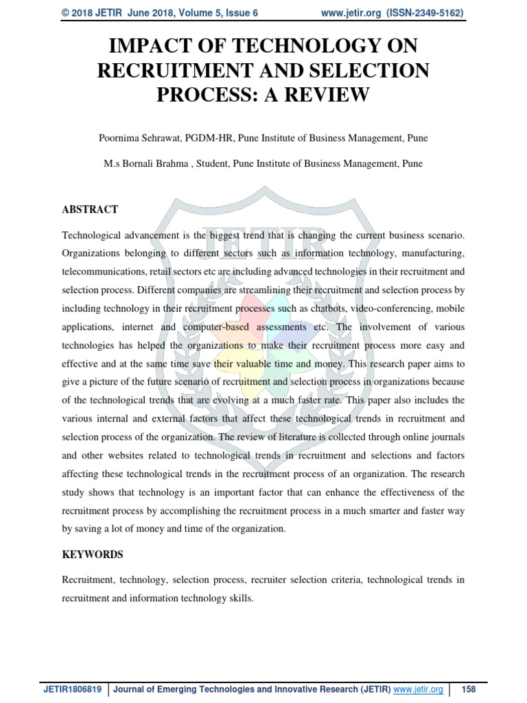 Impact of Technology On Recruitment and | PDF | Recruitment ...