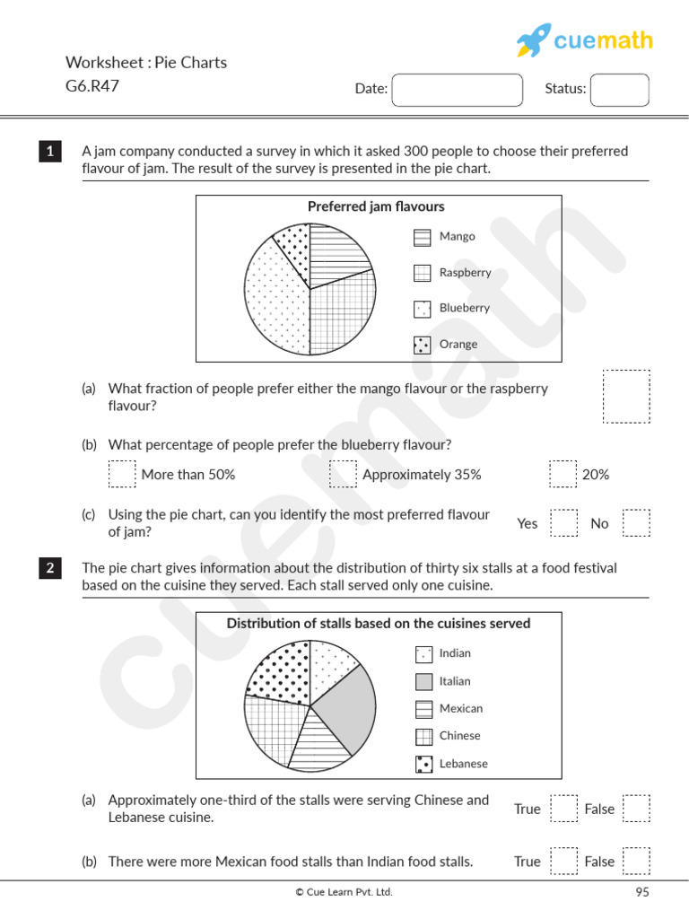 6th Grade Math Worksheet Pie Charts | PDF | Cooking | Cuisine