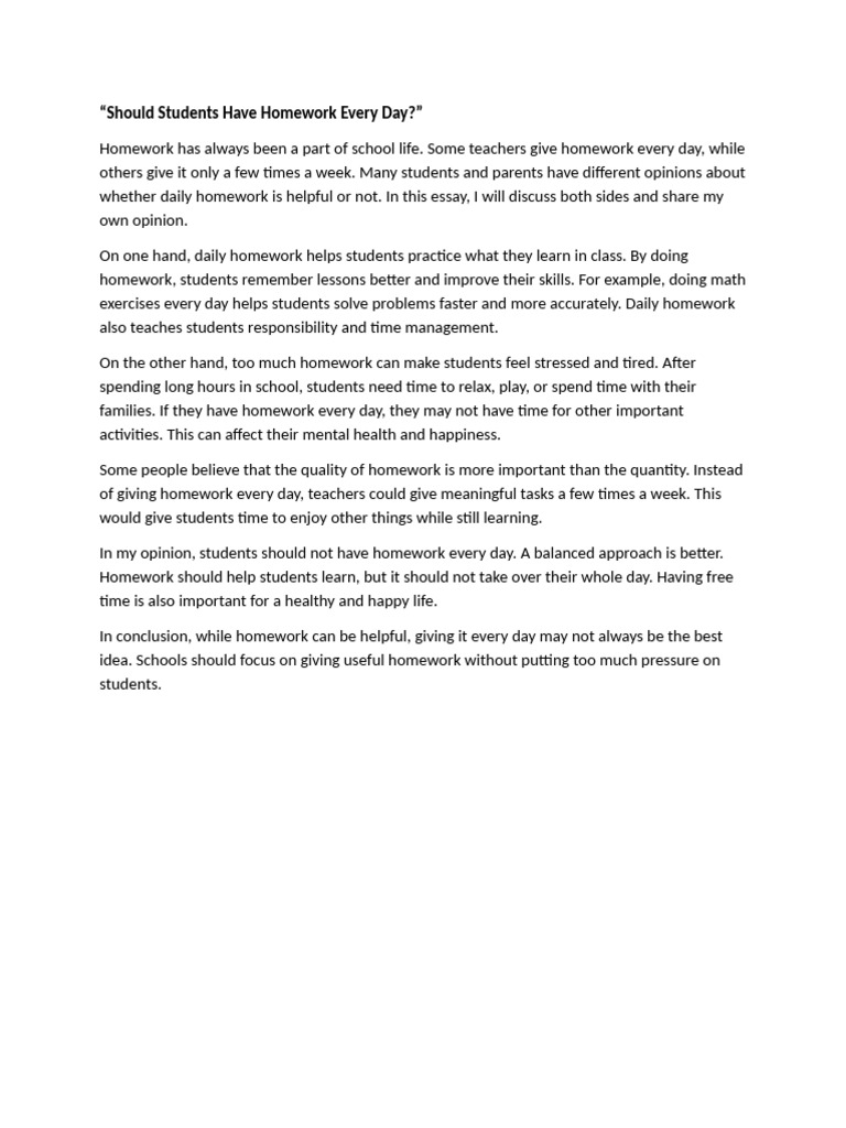 Should Students Have Homework Every Day | PDF
