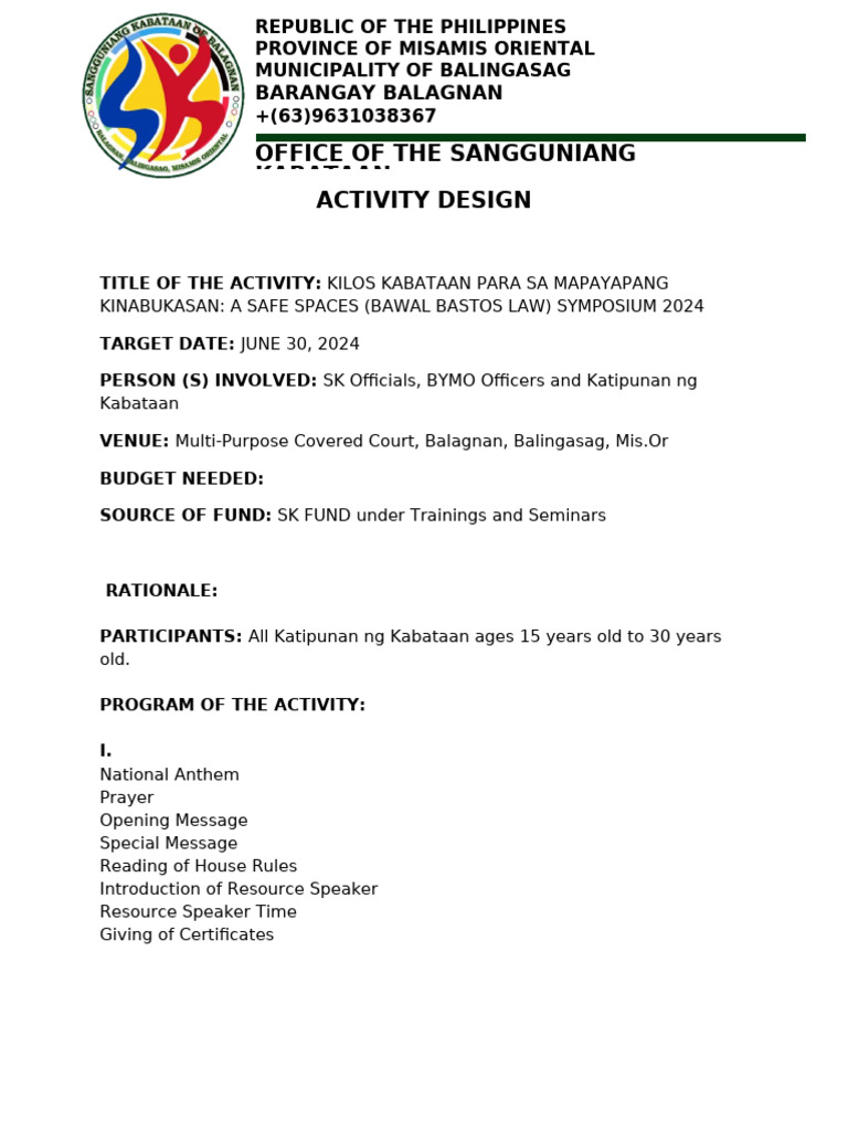 Activity Design SK | PDF