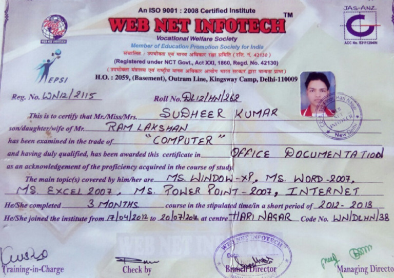 Computer Cert. | PDF