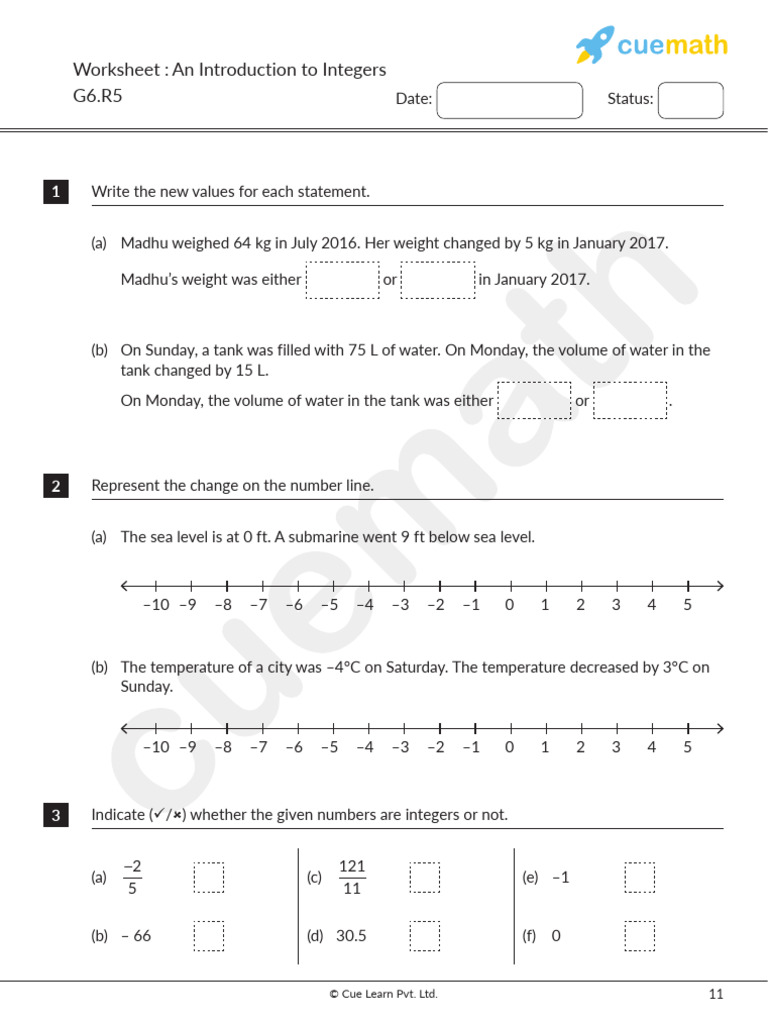 6th Grade Math Worksheets Integers | PDF