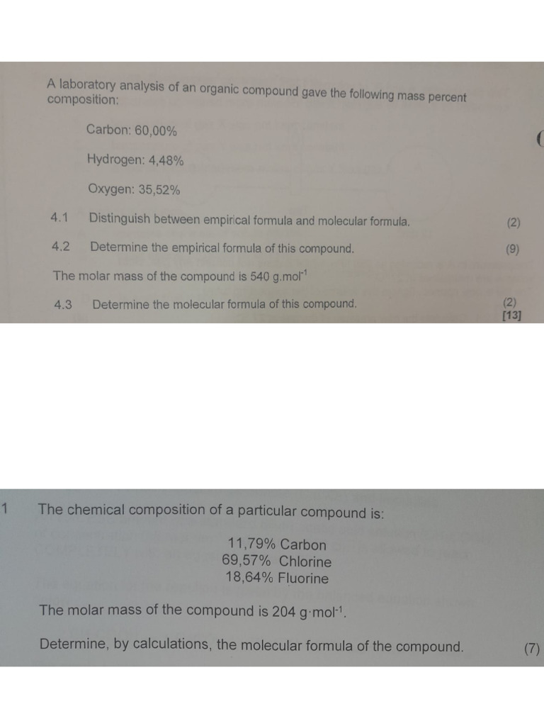 Empirical Formula Activities GR 10 | PDF