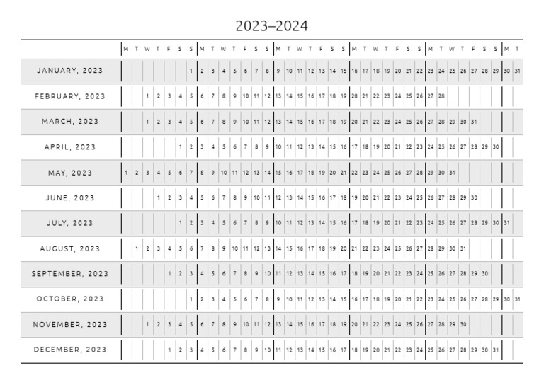 Horizontal Yearly Calendar-A4 H | PDF