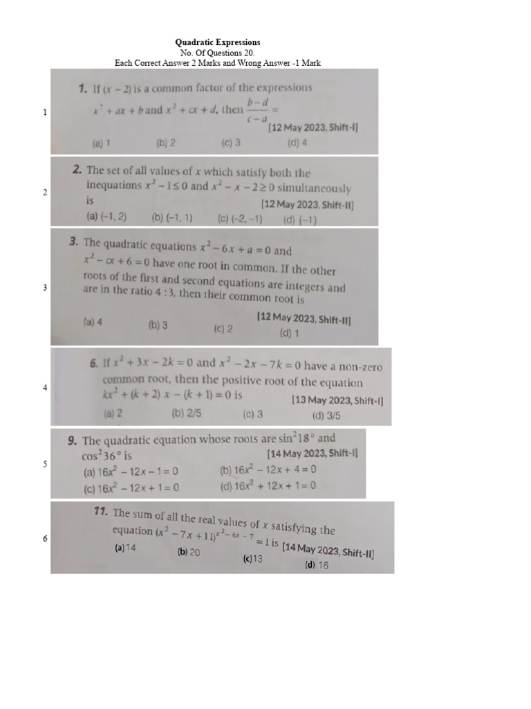 Eamcet Maths Chapter Wise Question Paper | PDF