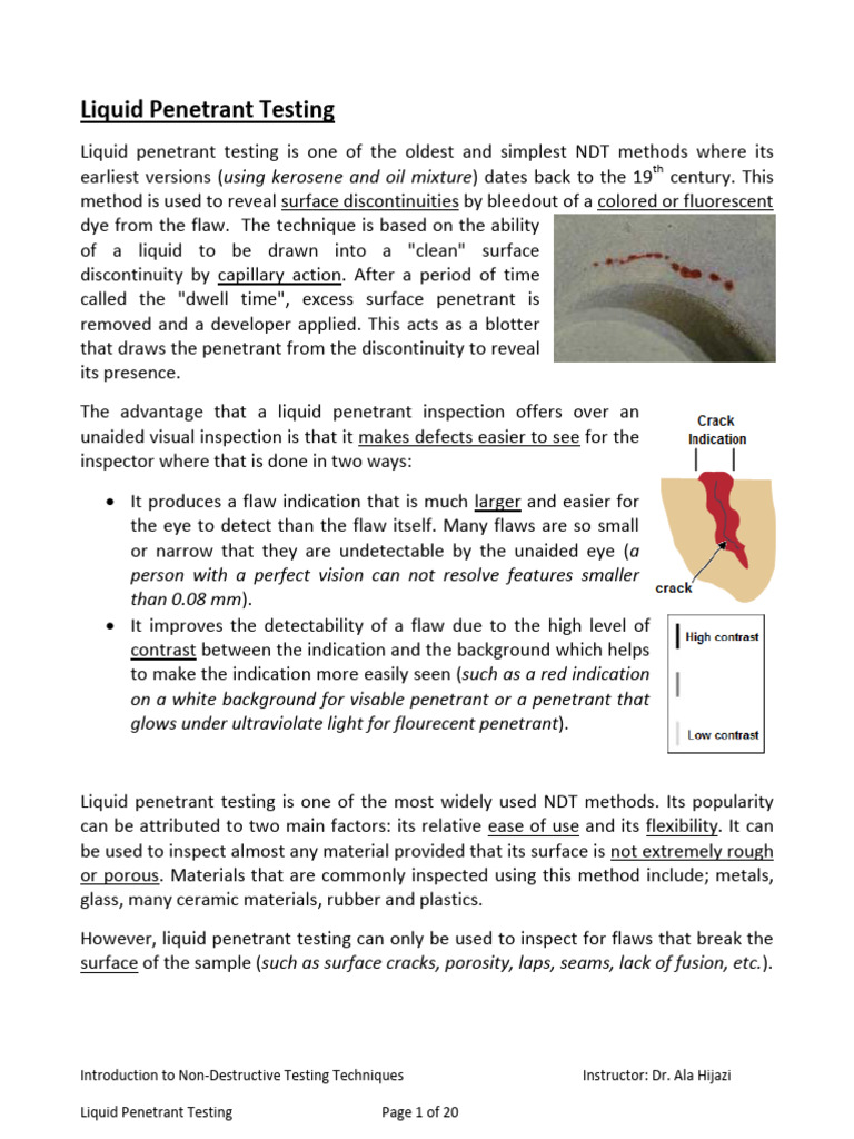 Liquid Penetrant Testing Overview | PDF | Materials | Industrial Processes