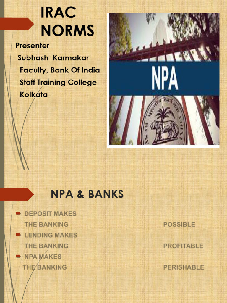 IRAC Norms for NPA Management | PDF | Banks | Credit Card