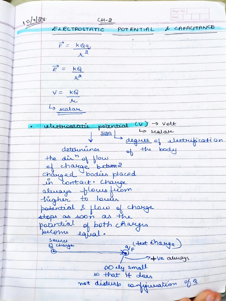 CH 2 Electrostatic Potential and Capacitance | PDF