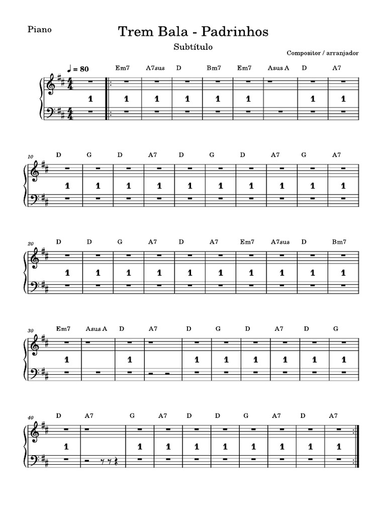 Trem Bala Padrinhos Piano | PDF