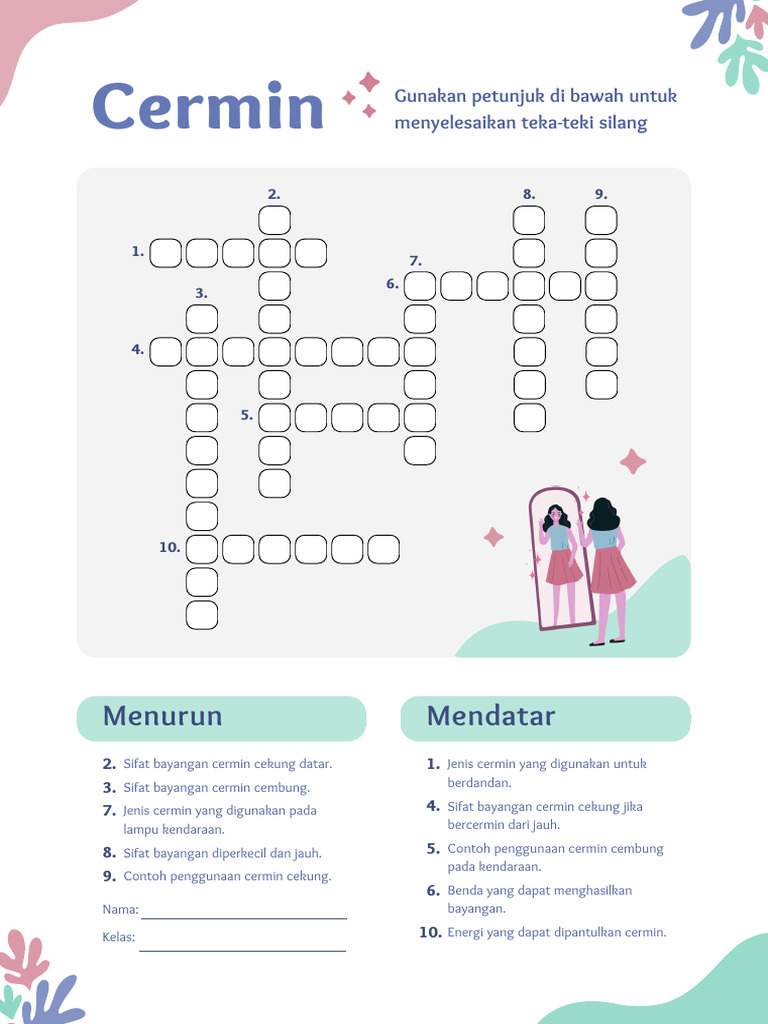 Cermin Lembar Kerja Pendidikan IPAS Teka-Teki Silang Hijau Merah Ilustrasi - 20250724 - 083903 ...