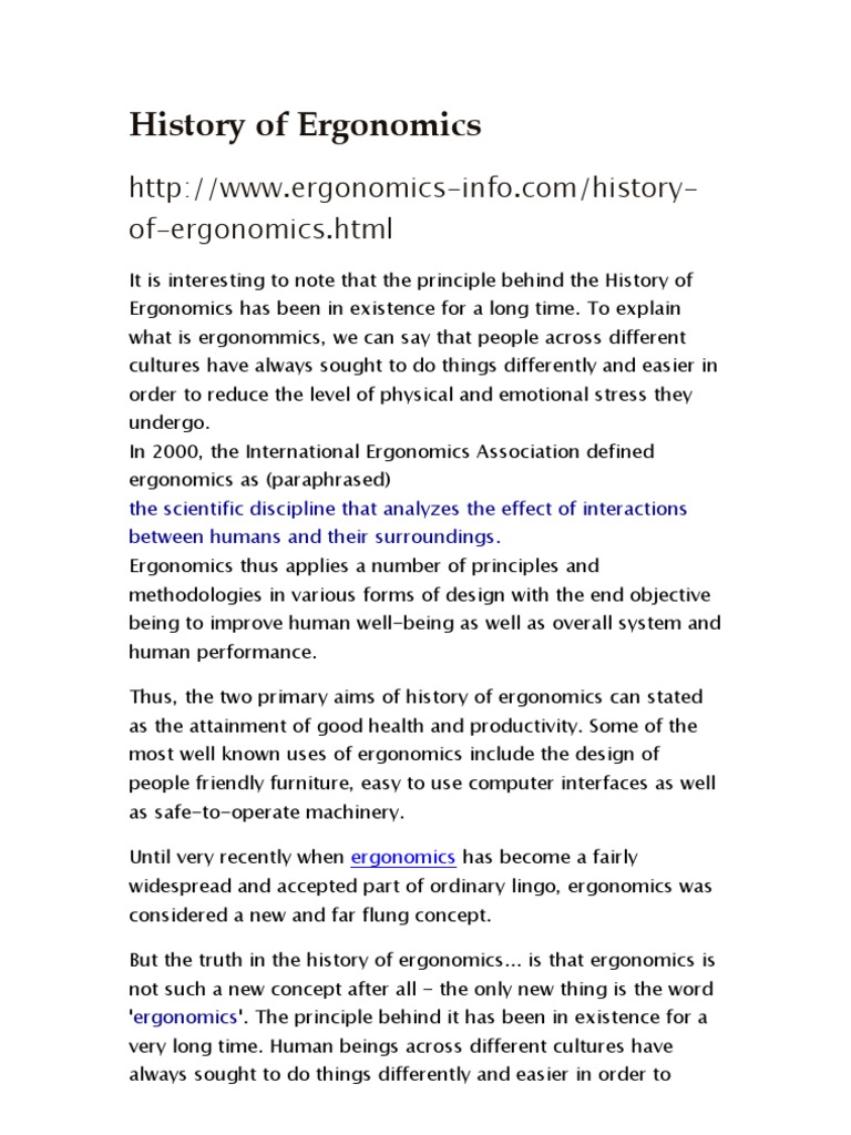 History of Ergonomics 2 | Human Factors And Ergonomics | Emergence