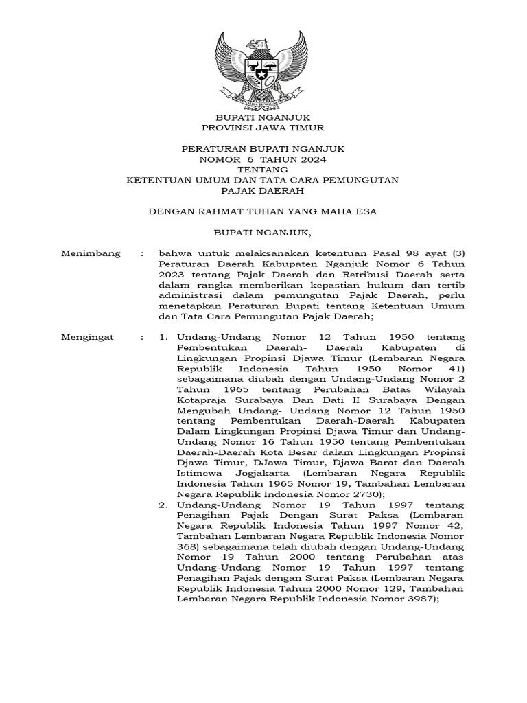 Perbup 6 Tahun 2024 Lengkap | PDF