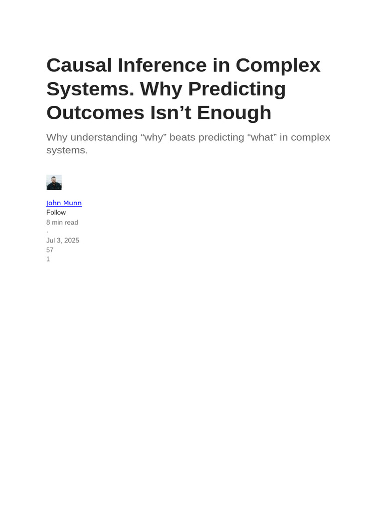 Causal Inference in Complex Systems. Why Predicting Outcomes Isn't Enough | PDF | Causality ...