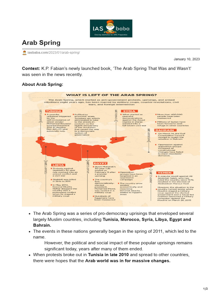Understanding the Arab Spring's Impact | PDF
