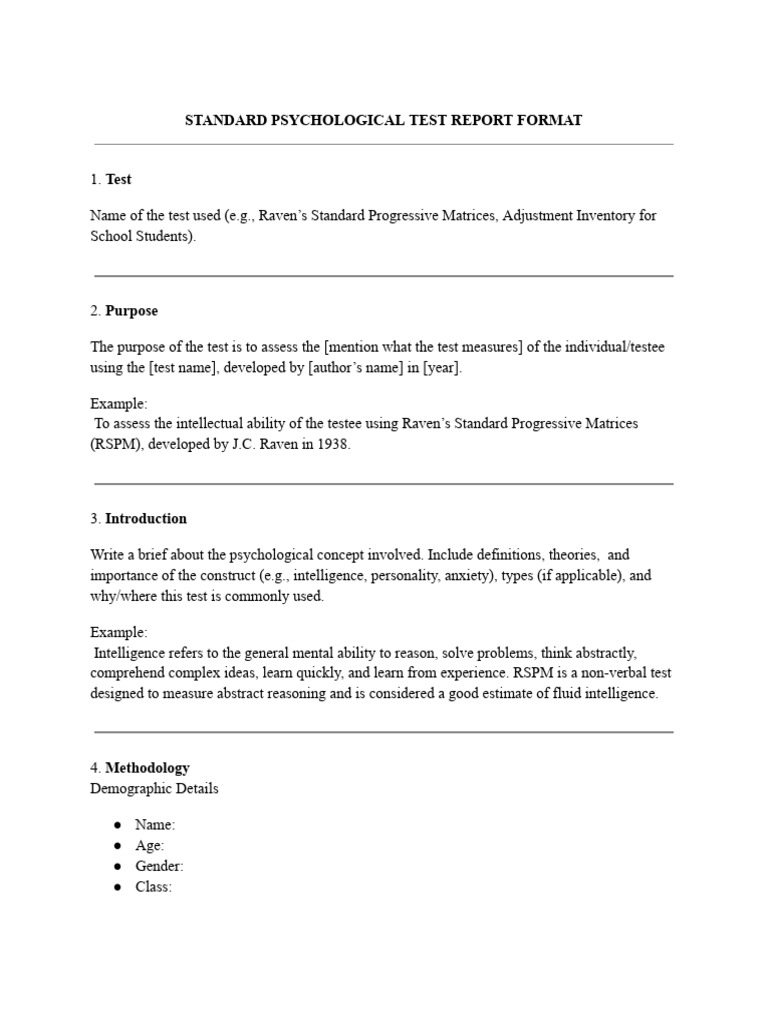 Student Psychological Report Template | PDF | Experiment | Psychology