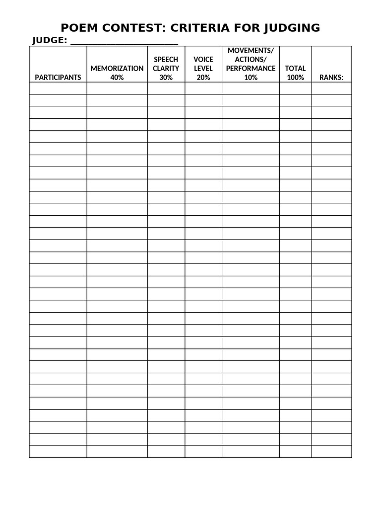 Criteria For POEM Contest | PDF