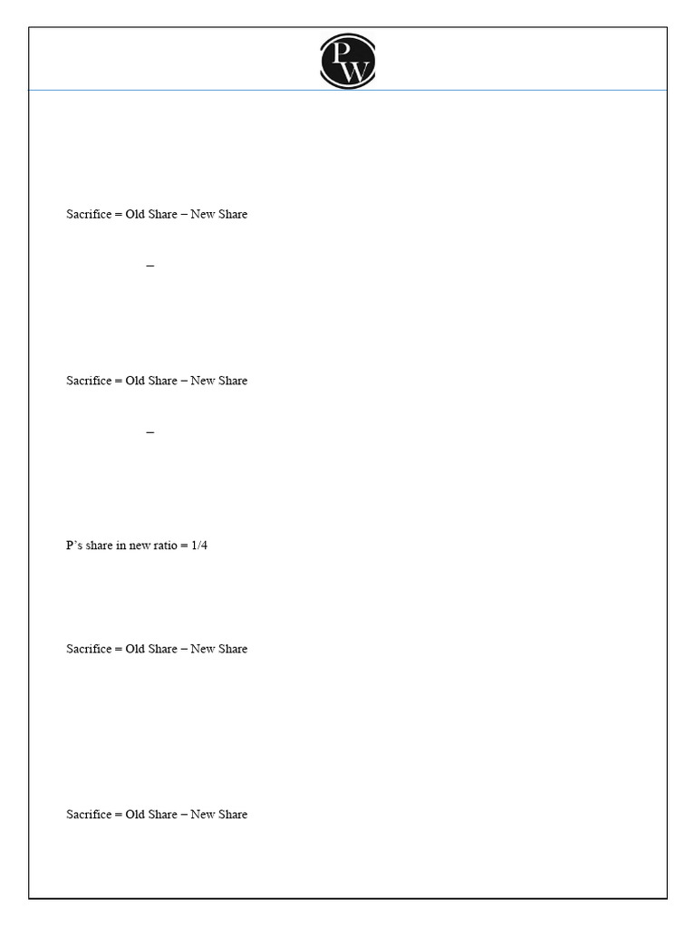 Change in Profit Sharing Ratio Among The Existing Partners - E - Notes ...