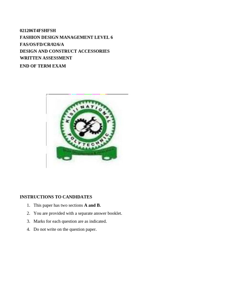 Fashion Design Management Exam Guide | PDF