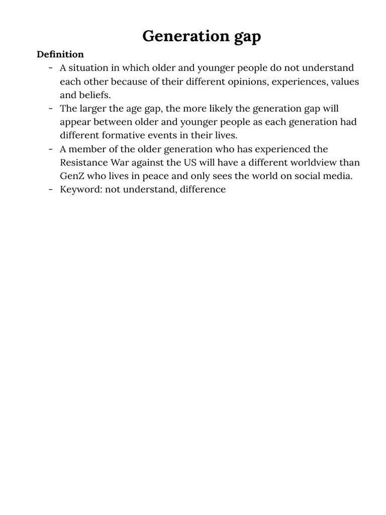 Definition of Generation Gap | PDF