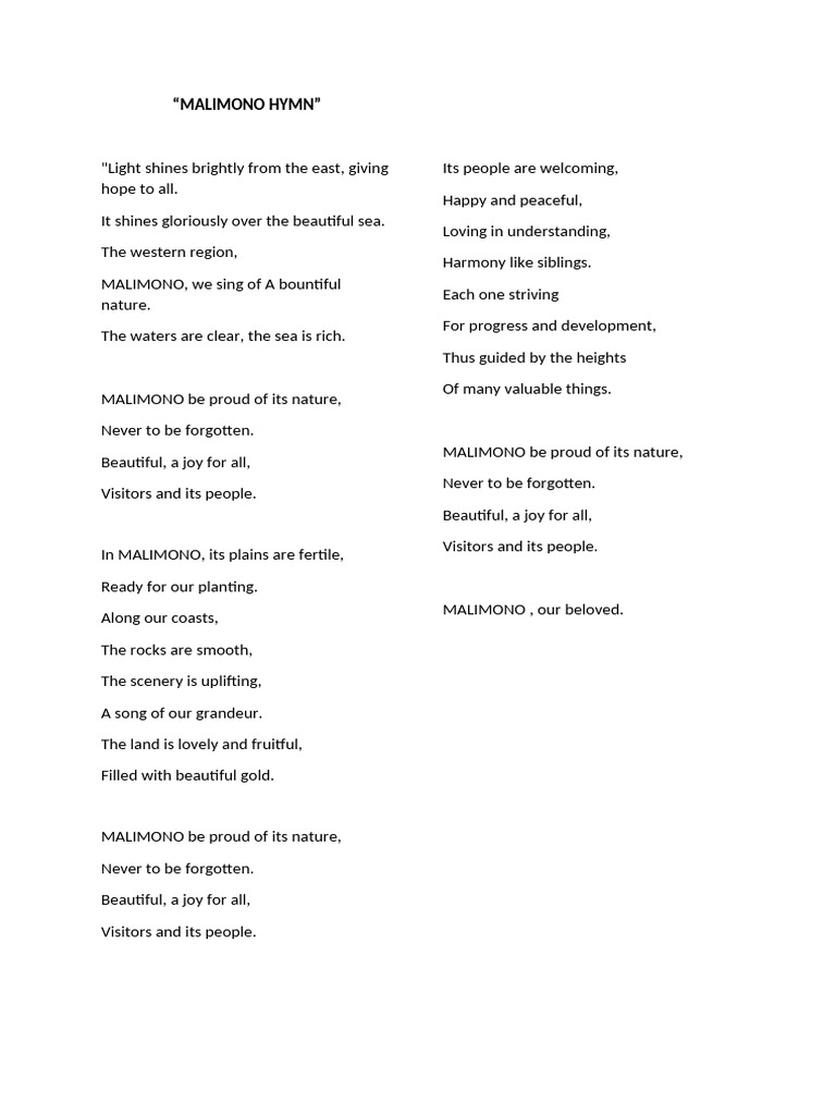 Malimono Hymn | PDF