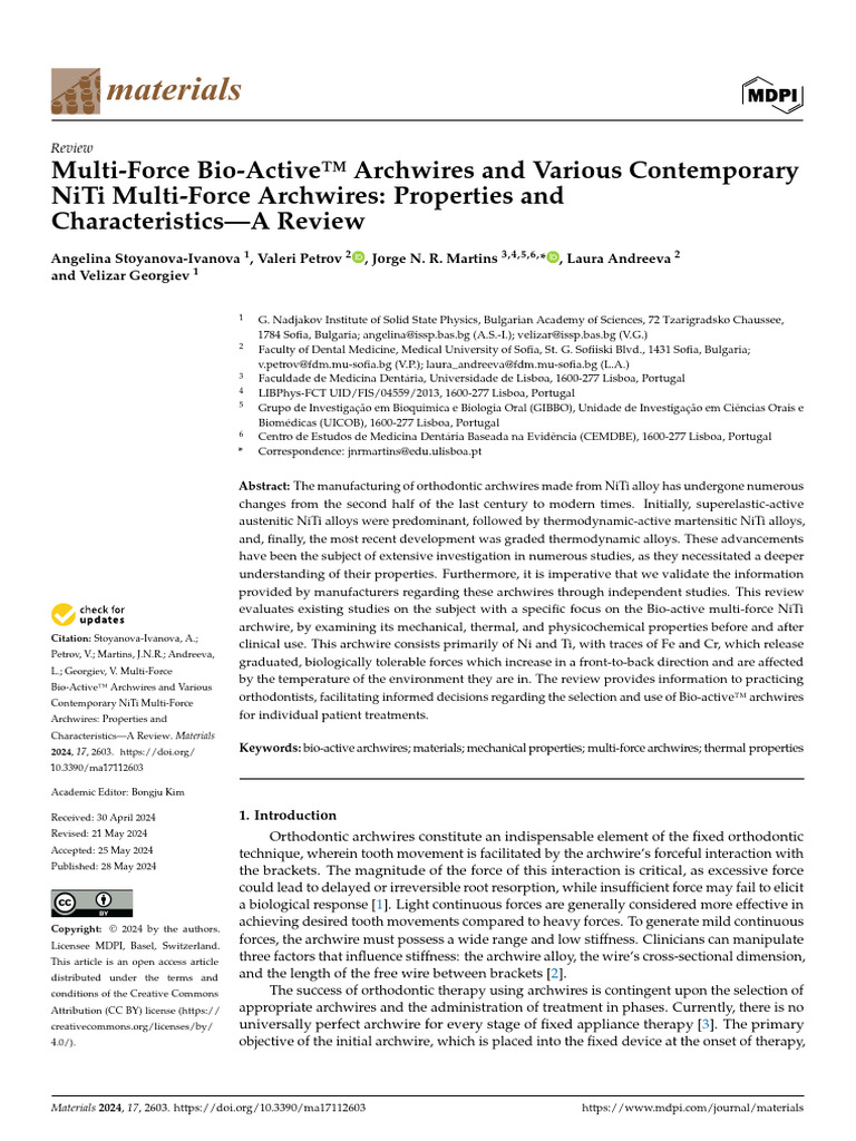 Multi-Force Bio-Active Archwires and Various Conte | PDF | Shape Memory ...