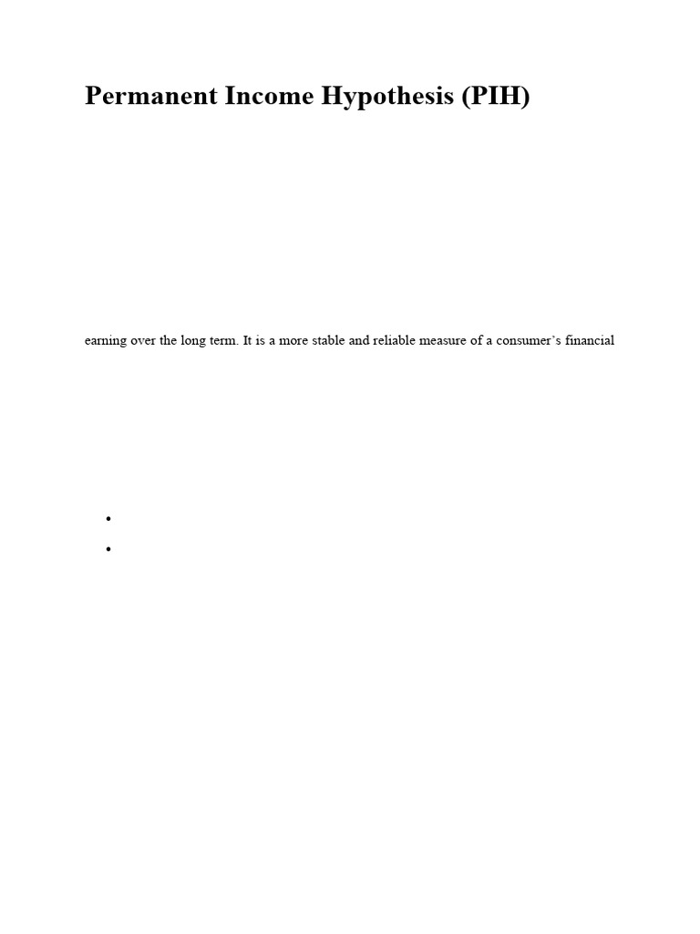 Understanding the Permanent Income Hypothesis | PDF | Consumption ...