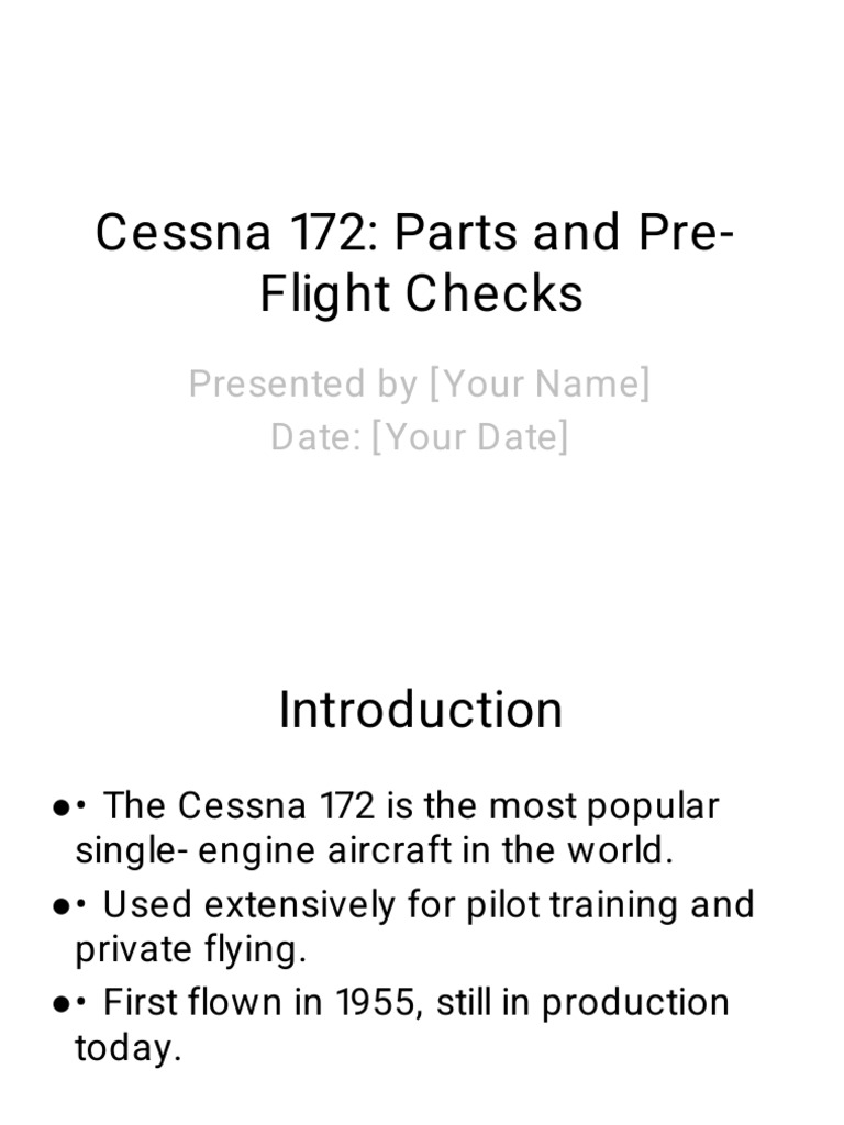 Cessna 172 Parts & Pre-Flight Checklist | PDF