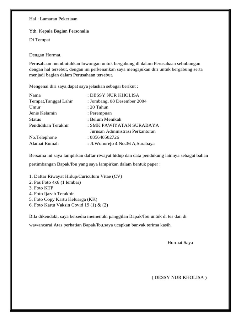 CV. Dessy Nur Kholisa | PDF