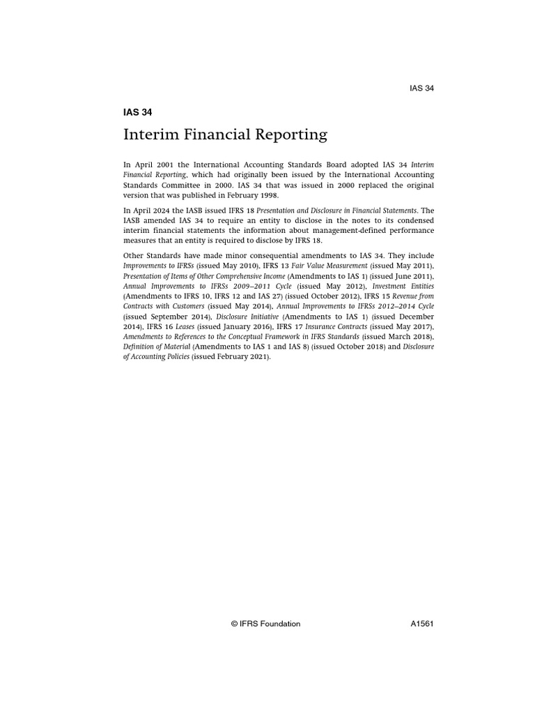 IAS 34: Interim Financial Reporting | PDF | International Financial ...