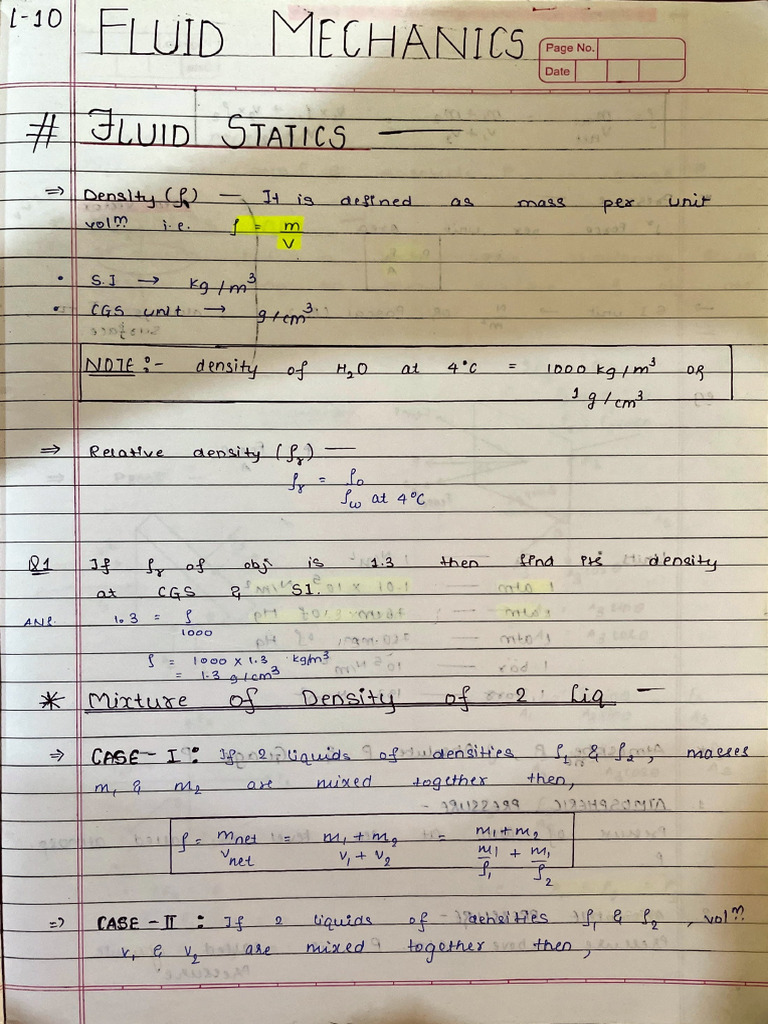 L9 Fluid Mechanics Class 11 | PDF