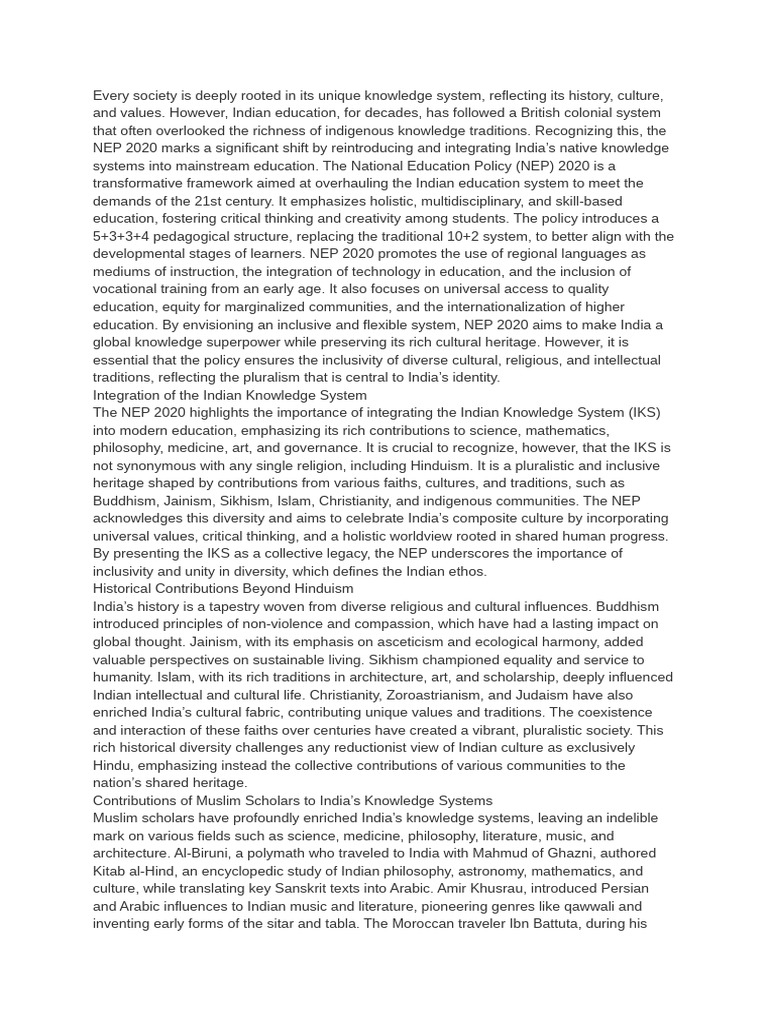 Every Society Is Deeply Rooted in Its Unique Knowledge System | PDF ...