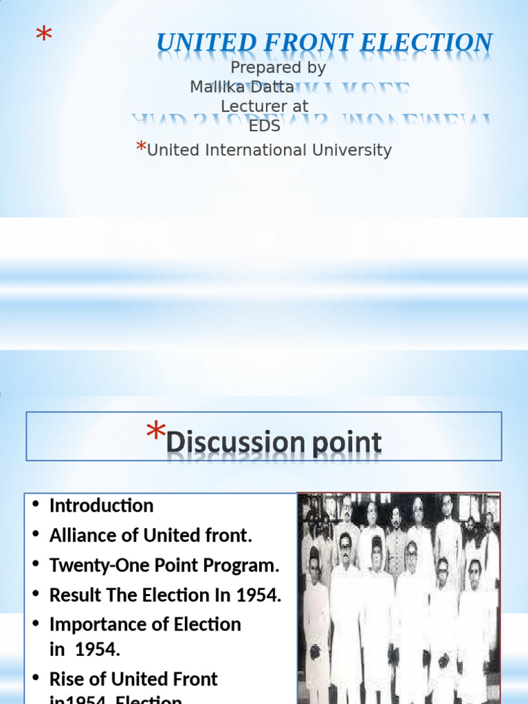 United Front Election UPDATED | PDF | Politics Of Pakistan | Pakistan