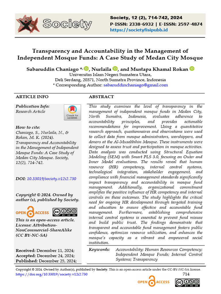 Mosque Fund Management in Medan City | PDF | Coefficient Of Determination