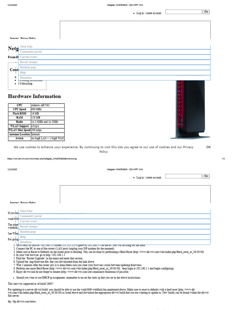 Netgear Wndr3800 - DD-WRT Wiki | PDF | Router (Computing) | Ip Address